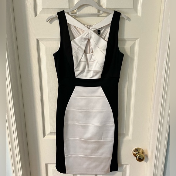 Cache | Dresses | Cache Silk Knee Length Dress In Cream And Black ...